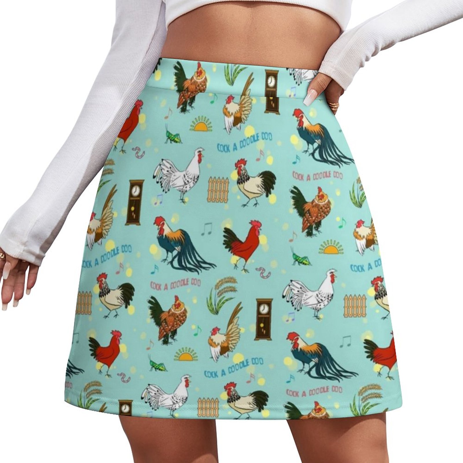 Mini Skirt for women Colorful Chicken Skirt Farming Roosters And Hens ...