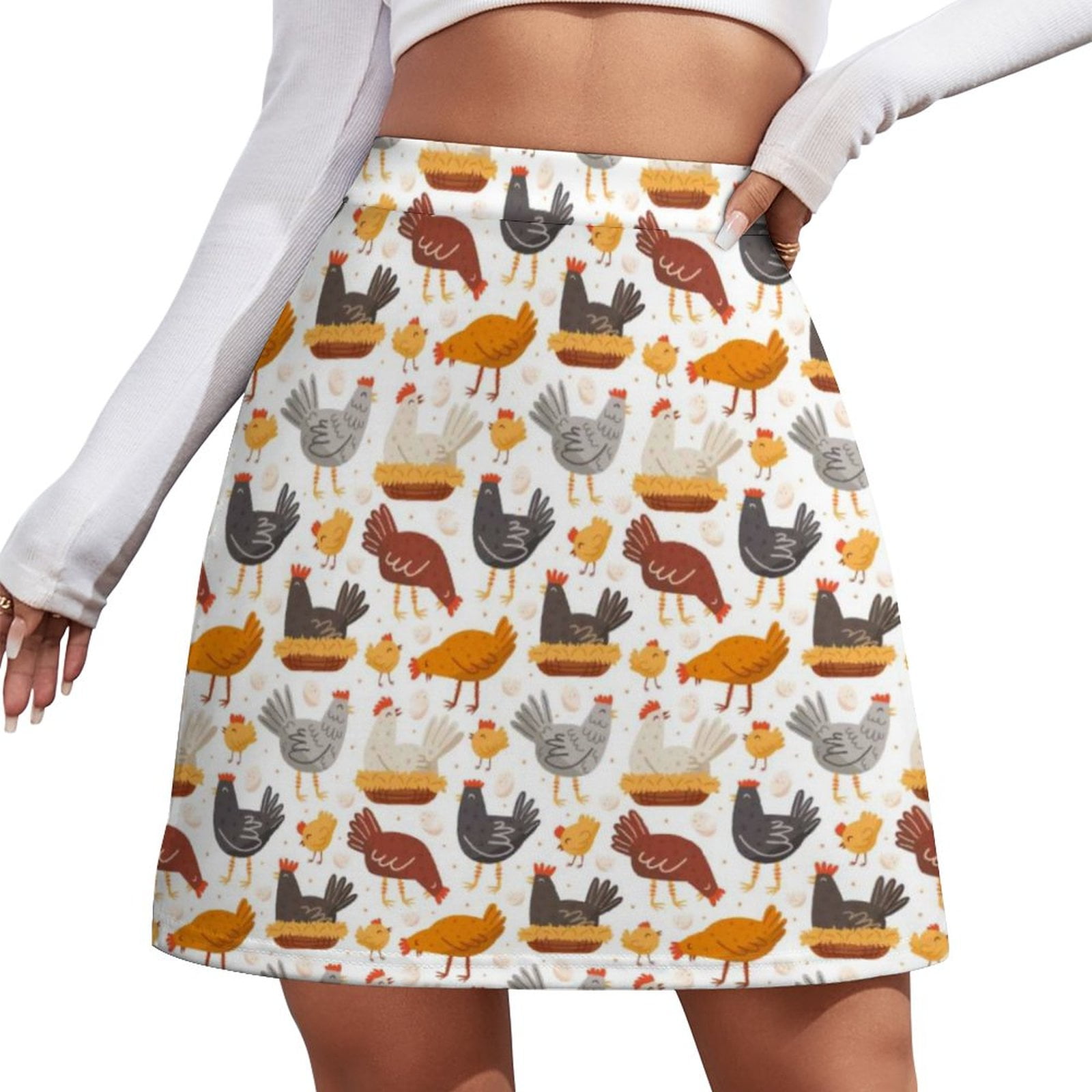 Mini Skirt for women Colorful Chicken Skirt Farming Roosters And Hens ...
