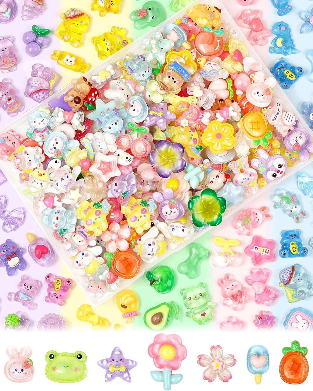 EP 100PCS Cute Slime Charms Bulk Set – Kawaii Flatback Resin Charms for ...