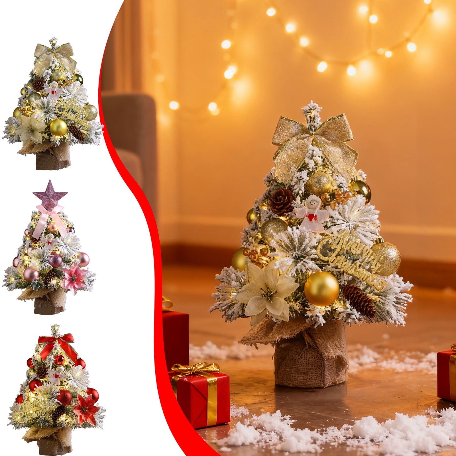 Mini Small Christmas Desktop Ornaments, Plastic Christmas Tree Table ...