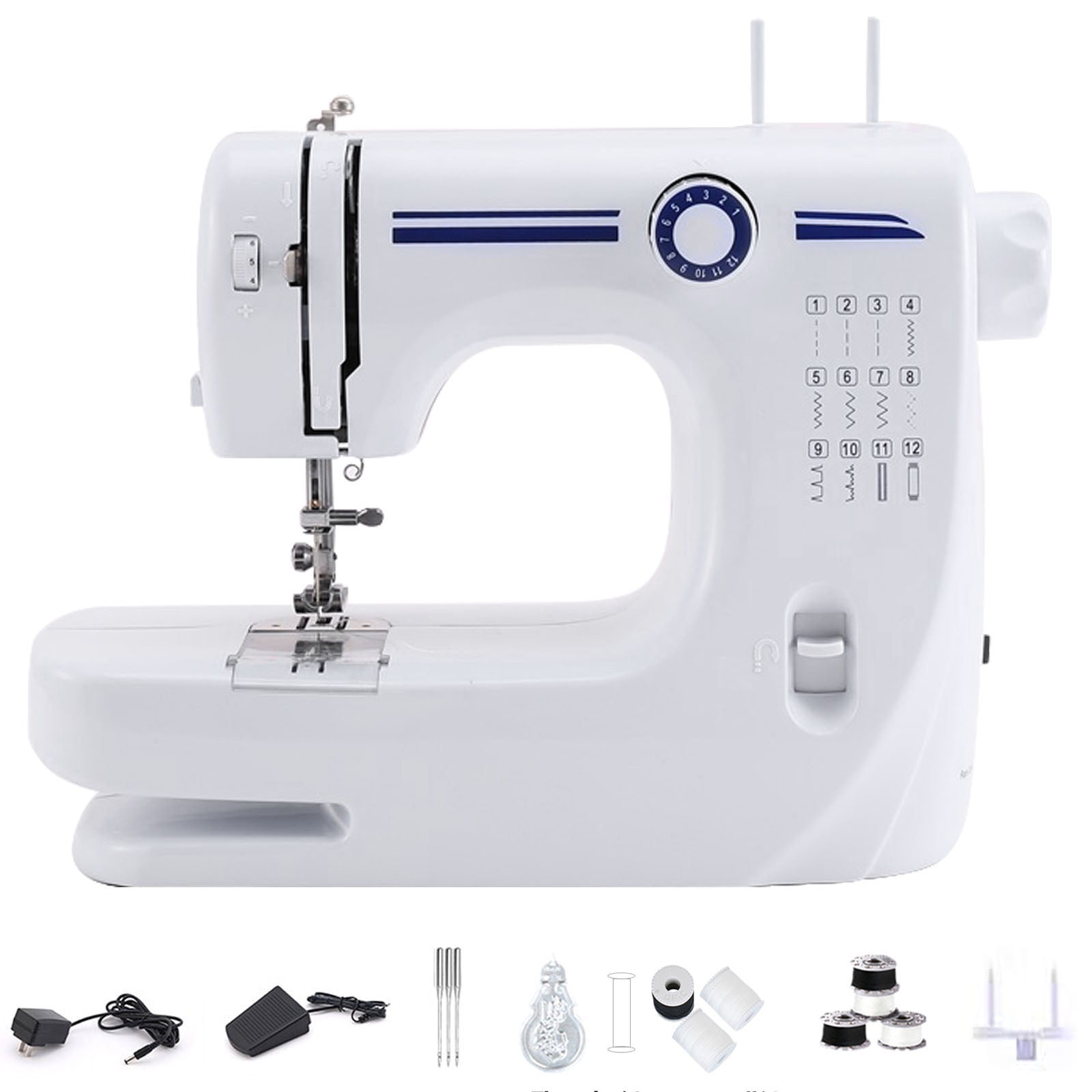 Mini Small Portable Sewing Machine with Foot Pedal Built in 12 Stitches ...