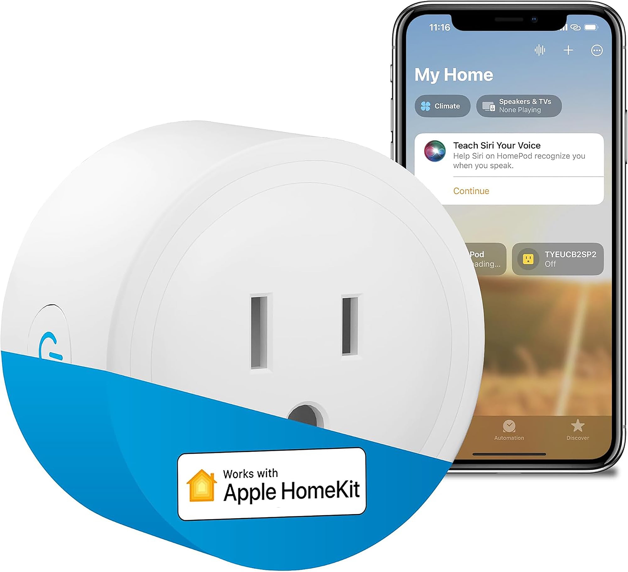 Mini Smart Plug - Apple HomeKit & Siri Compatible, WiFi Outlet for ...