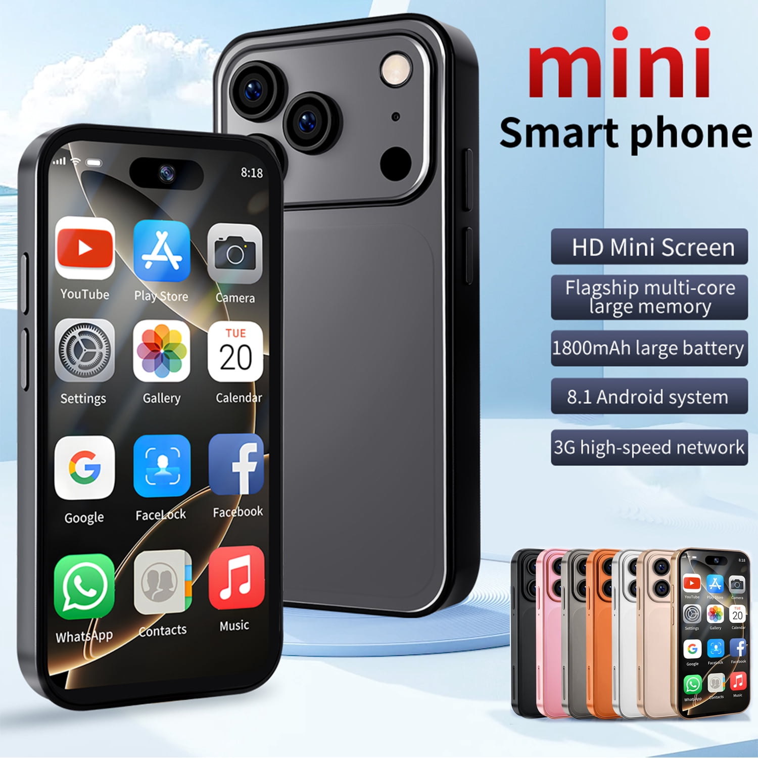 Mini Smartphone Unlocked 3.75 Inch Android Quad Core 2G+16G 2.0MP Dual ...