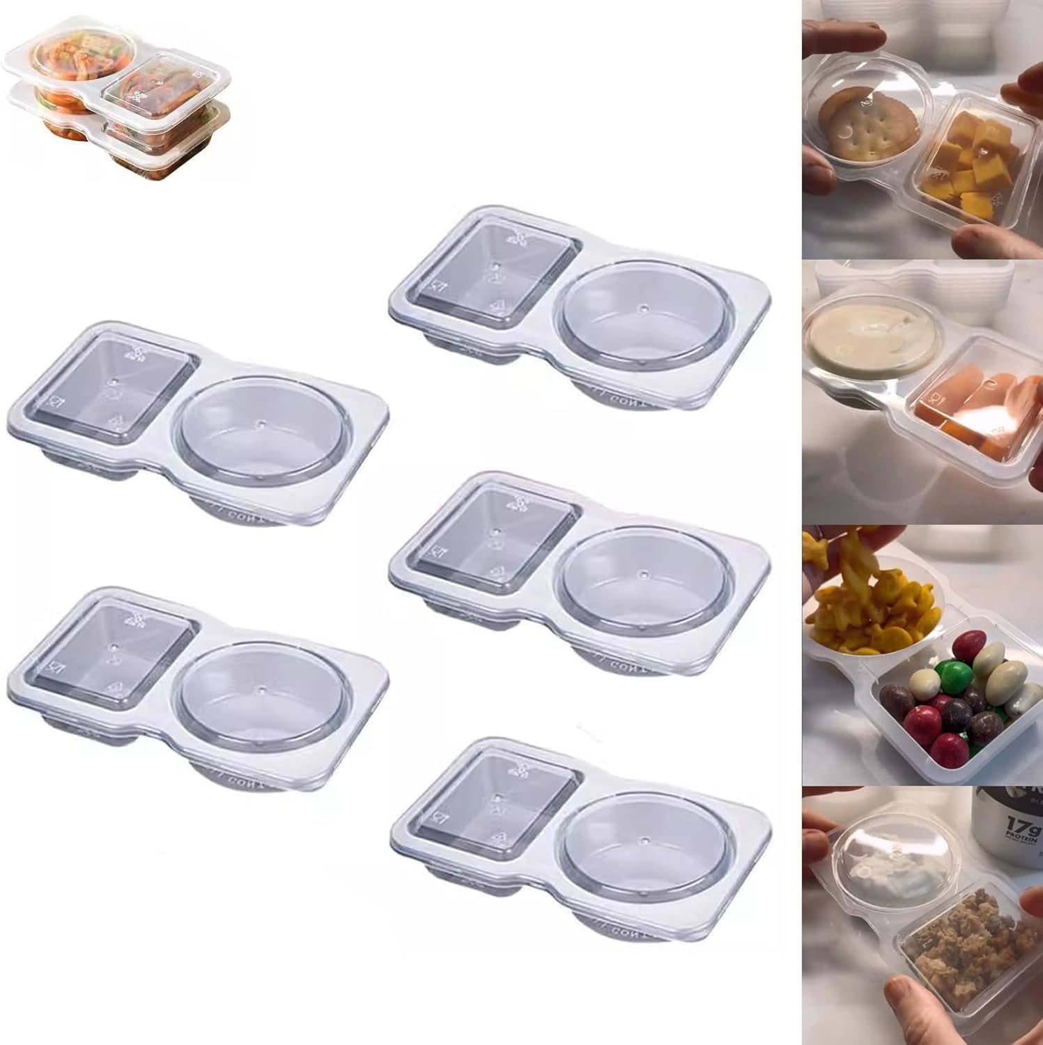 Mini Snack Containers Snack Pack Containers, Double Compartment ...