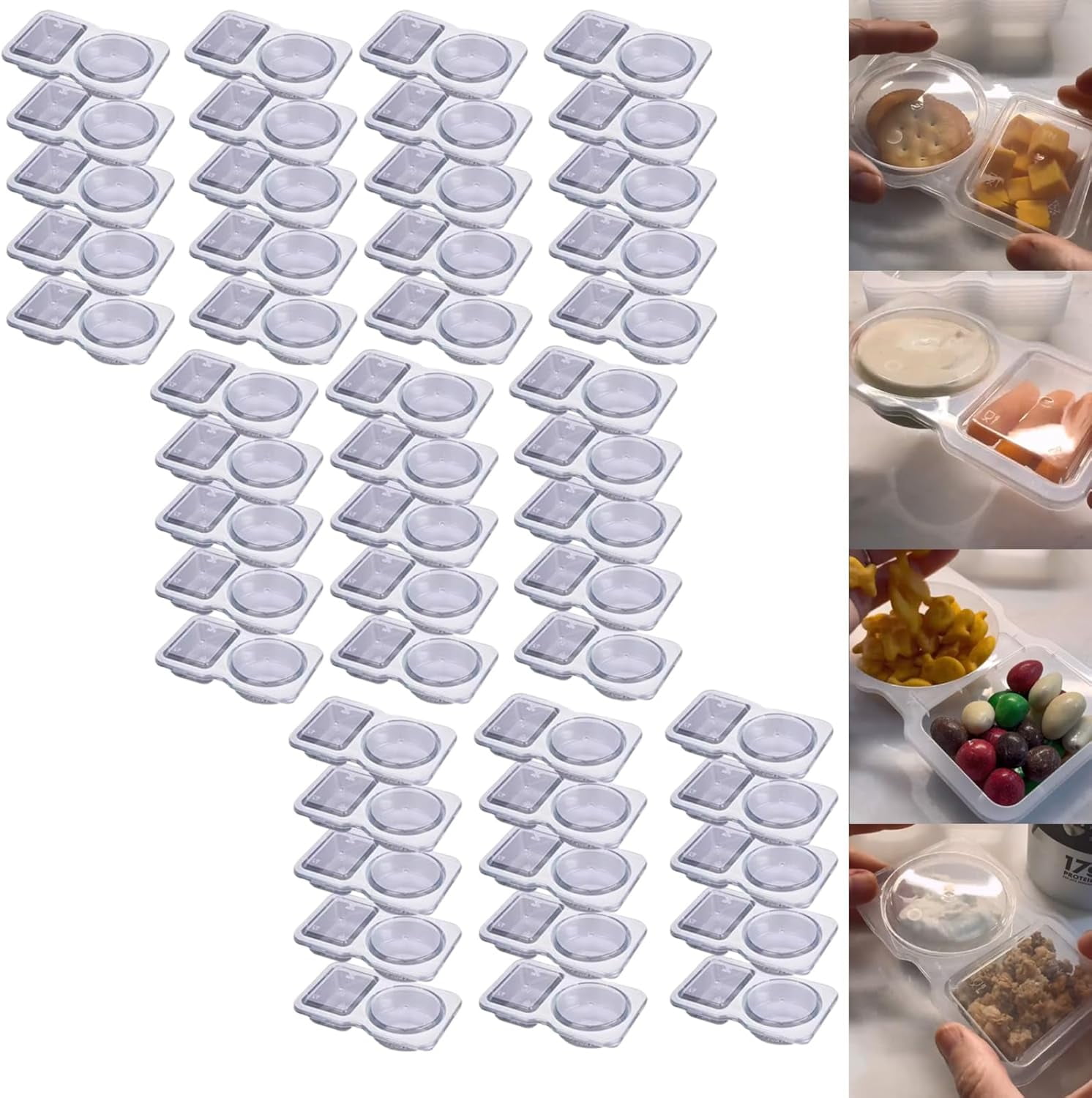 Mini Snack Containers Snack Pack Containers, Double Compartment ...