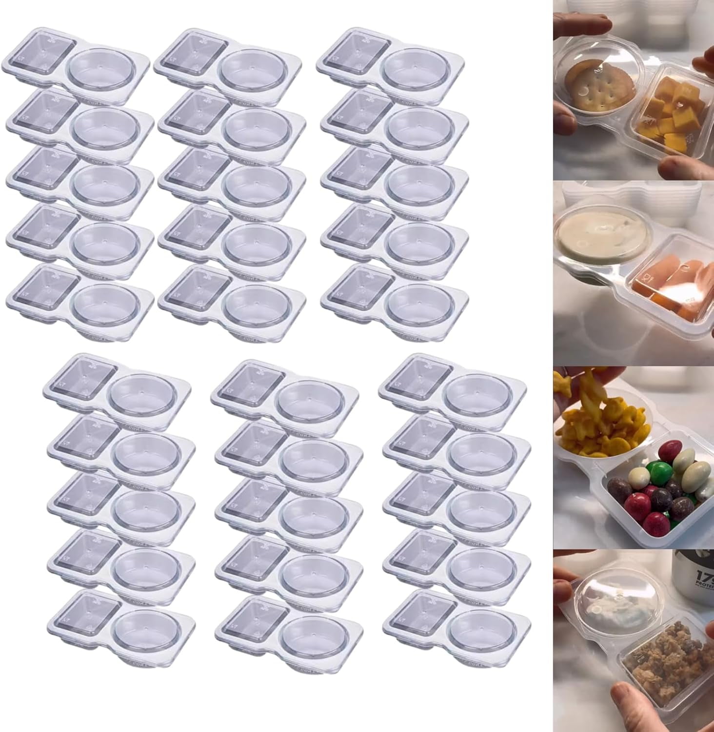 Mini Snack Containers Snack Pack Containers, Double Compartment ...