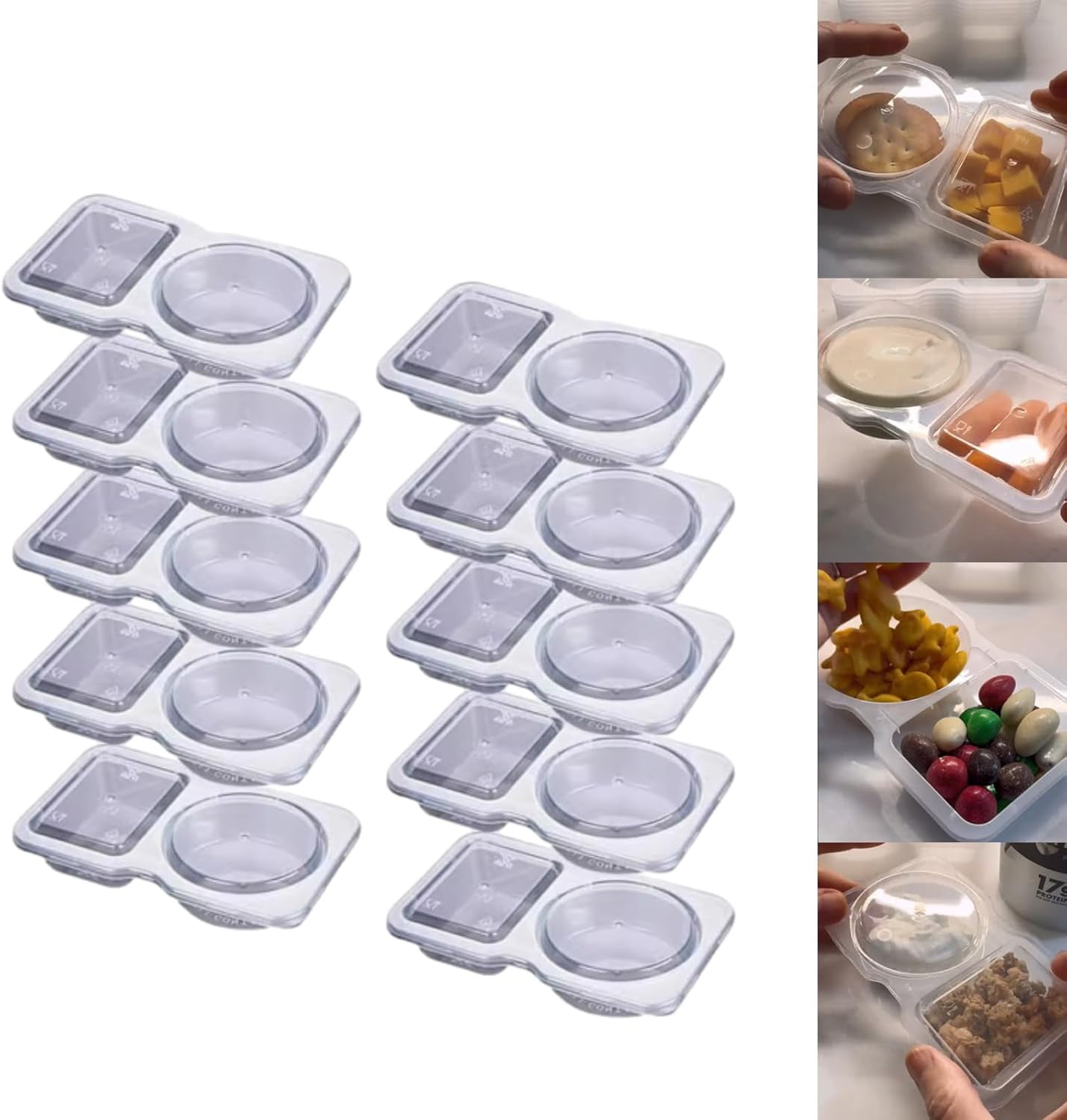 Mini Snack Containers Snack Pack Containers, Double Compartment ...