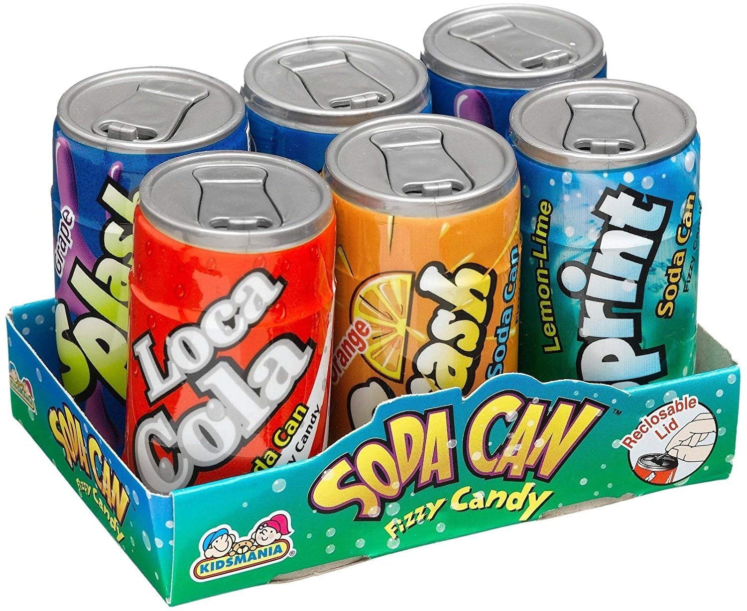 Mini Soda Can Fizzy Candy .25oz - 4 Assorted Flavors (24 Pack ...
