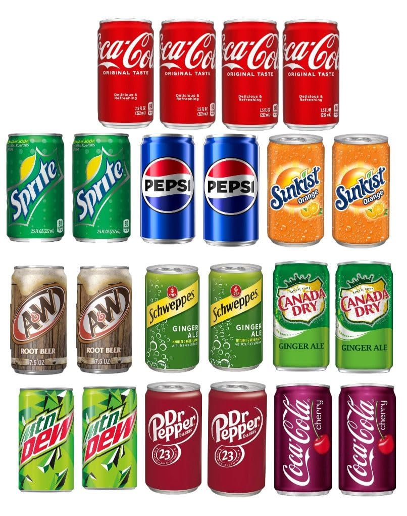 Mini Soda Drinks Variety Pack 7.5 oz (Pack of 22) | 10 Flavors Drinks in Bulk | Assortment of ...
