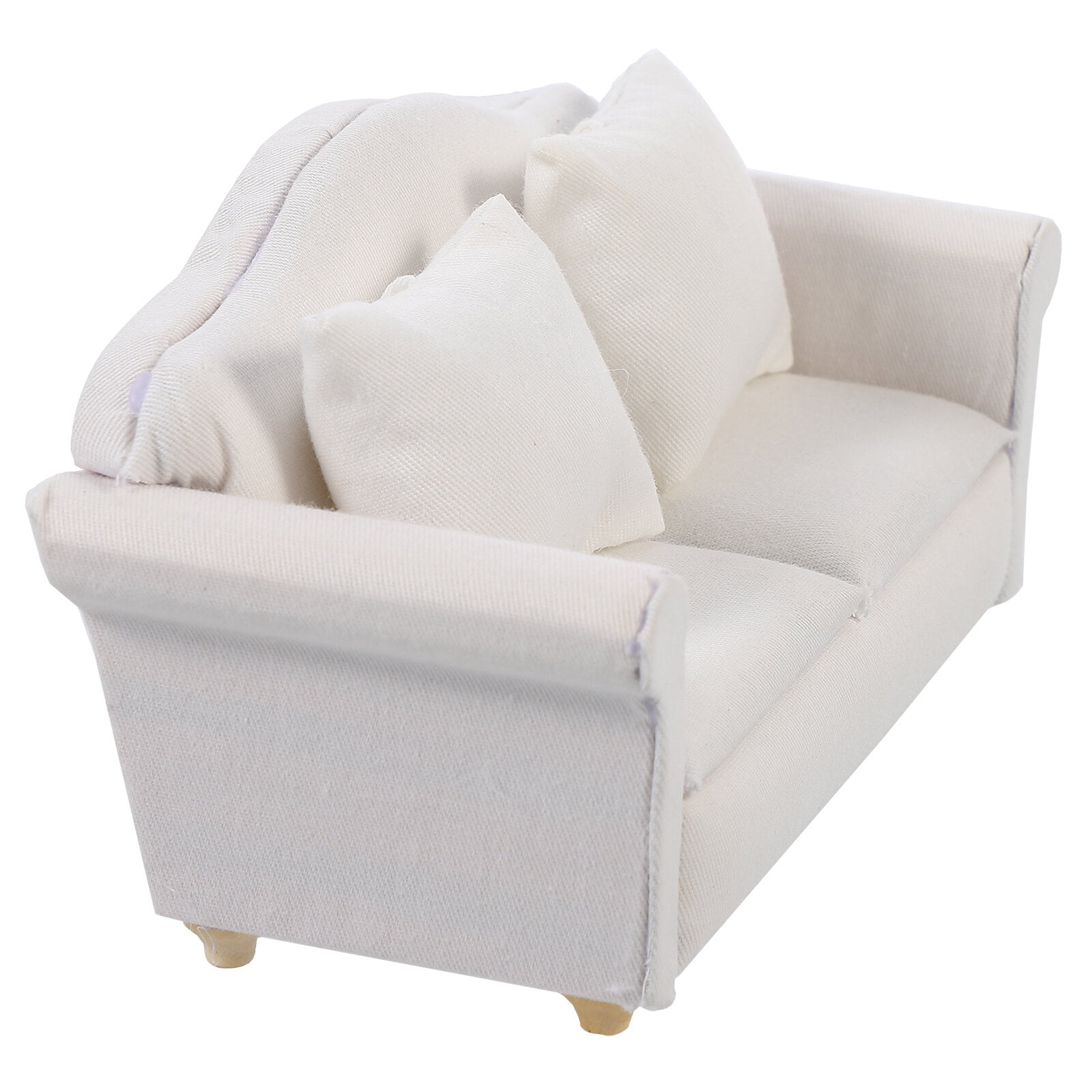 Mini Sofa Miniature Furniture Room Dollhouse Couch Loveseat White ...
