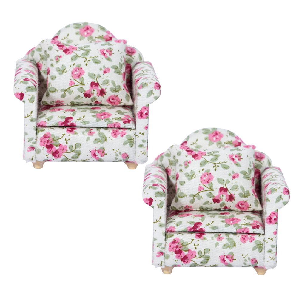 Mini Sofa Model Single Dollhouse Furnitures Armchair Upholstered Belt ...
