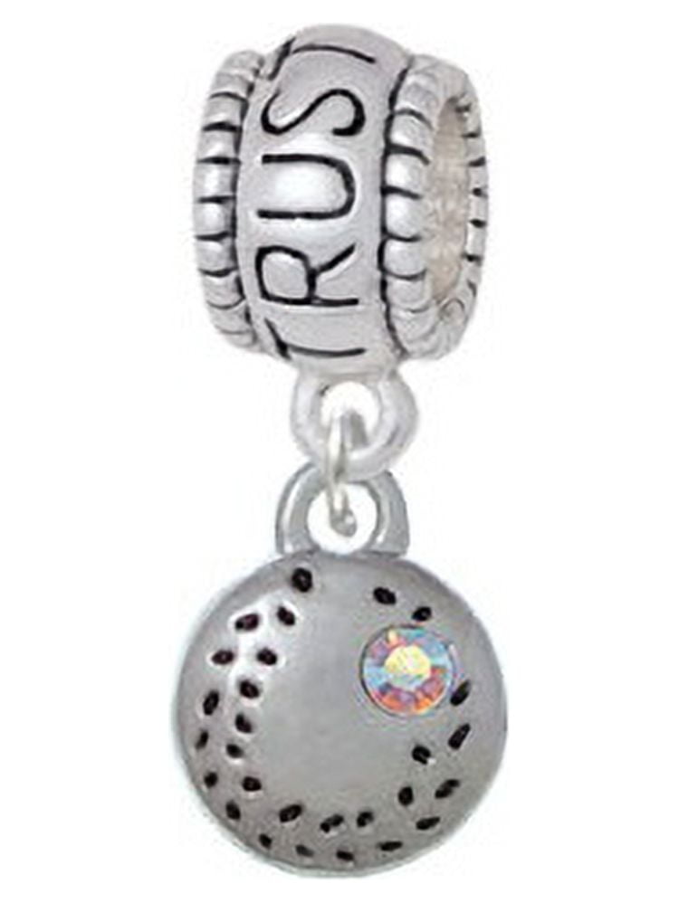 Mini Softball/Baseball with AB Crystal - Trust In God Charm Bead ...