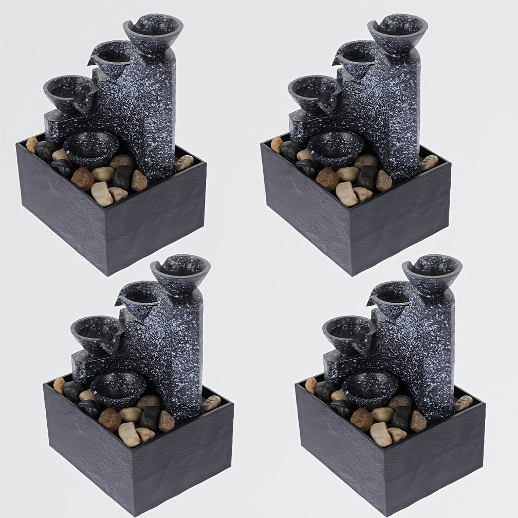 Mini Solar/Battery Waterfall Fountain | 4-Tier Stone-like Design | for ...