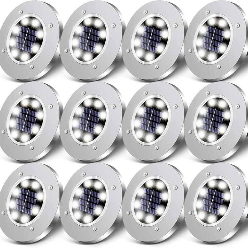 Mini Solar Ground Lights, 12 Pack Solar Powered Pathway Lights ...