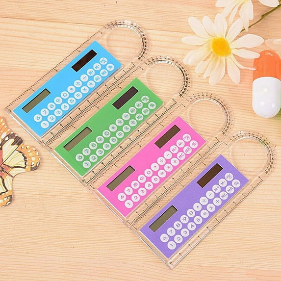 Mini Solar Transparent Ruler Calculator with Magnifier Student School ...