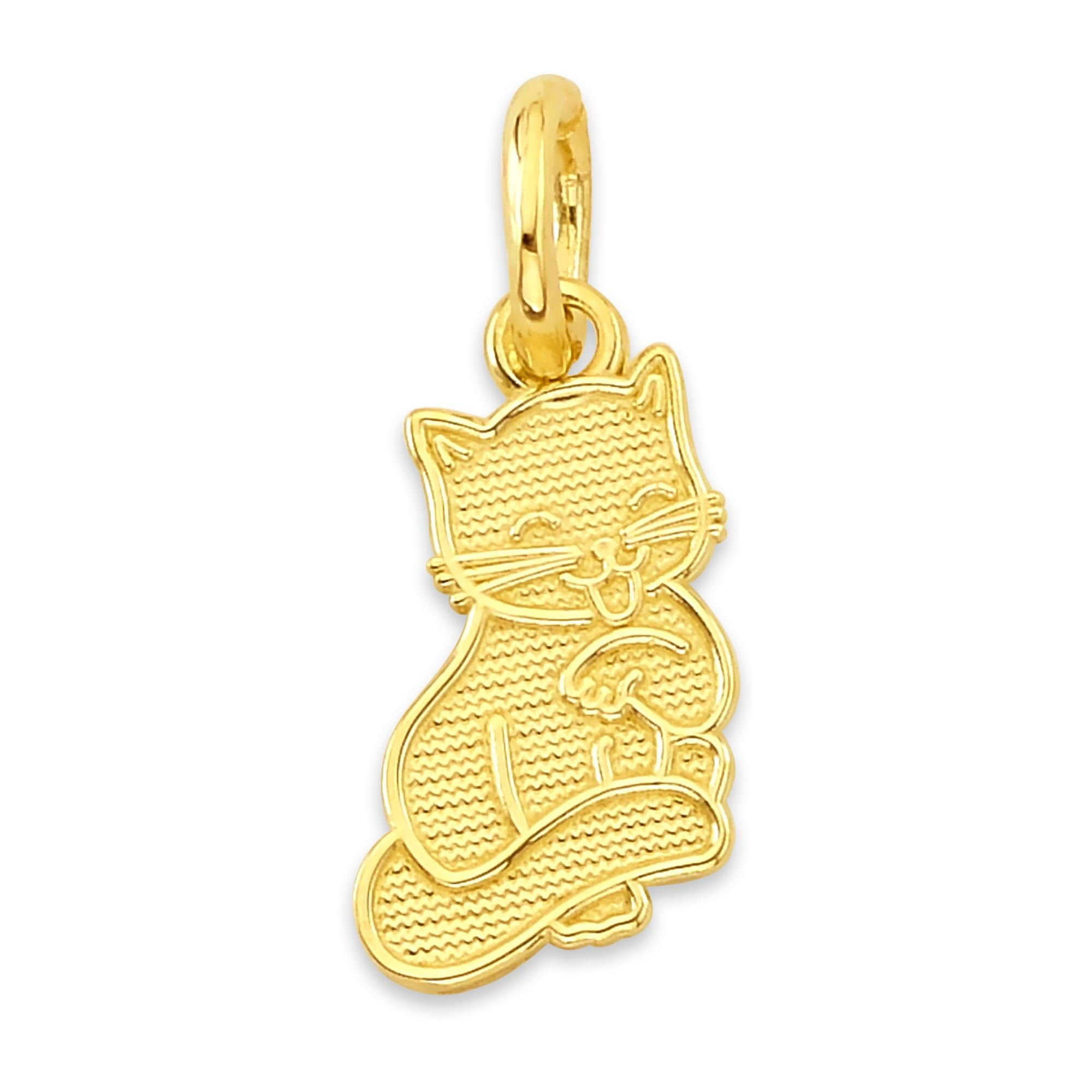 Mini Solid 14k Gold Cat Charm - Animal Jewelry Gifts - Walmart.com