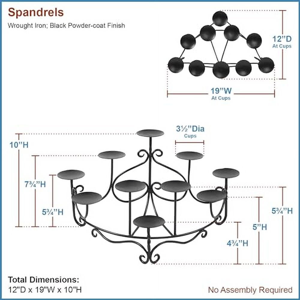 Mini Spandrels Wrought Iron Hearth Fireplace Candelabra - Walmart.com