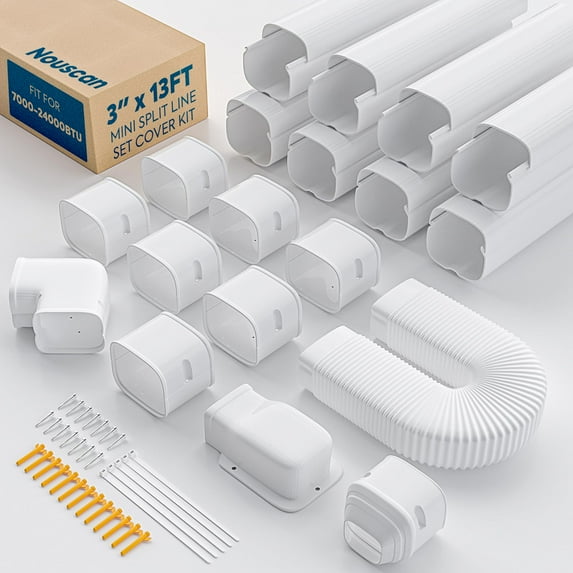 Mini Split Line Cover, 3 Inch Diameter 13 Foot Long AC Lineset Cover ...