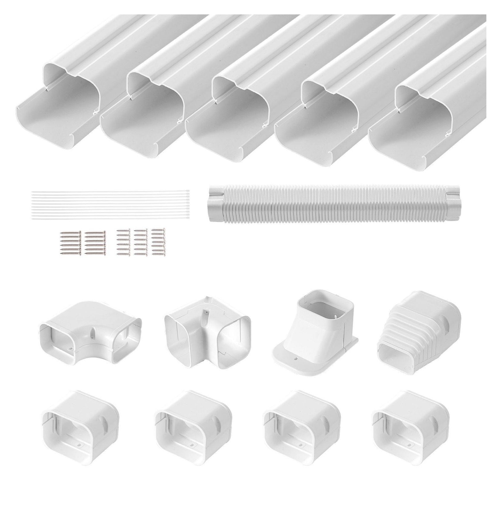 Mini Split Line Set Cover 3 Inch, 10Ft PVC AC Cover Kit with 5 Ducts ...
