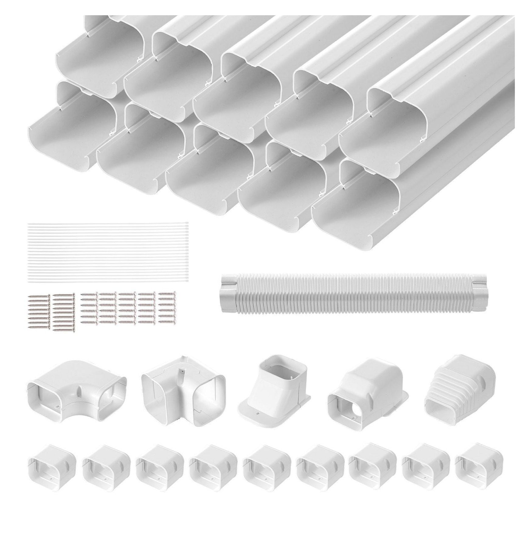 Mini Split Line Set Cover 3-inch W 17.7Ft L, PVC Decorative Pipe Line Cover For Air Conditioner ...