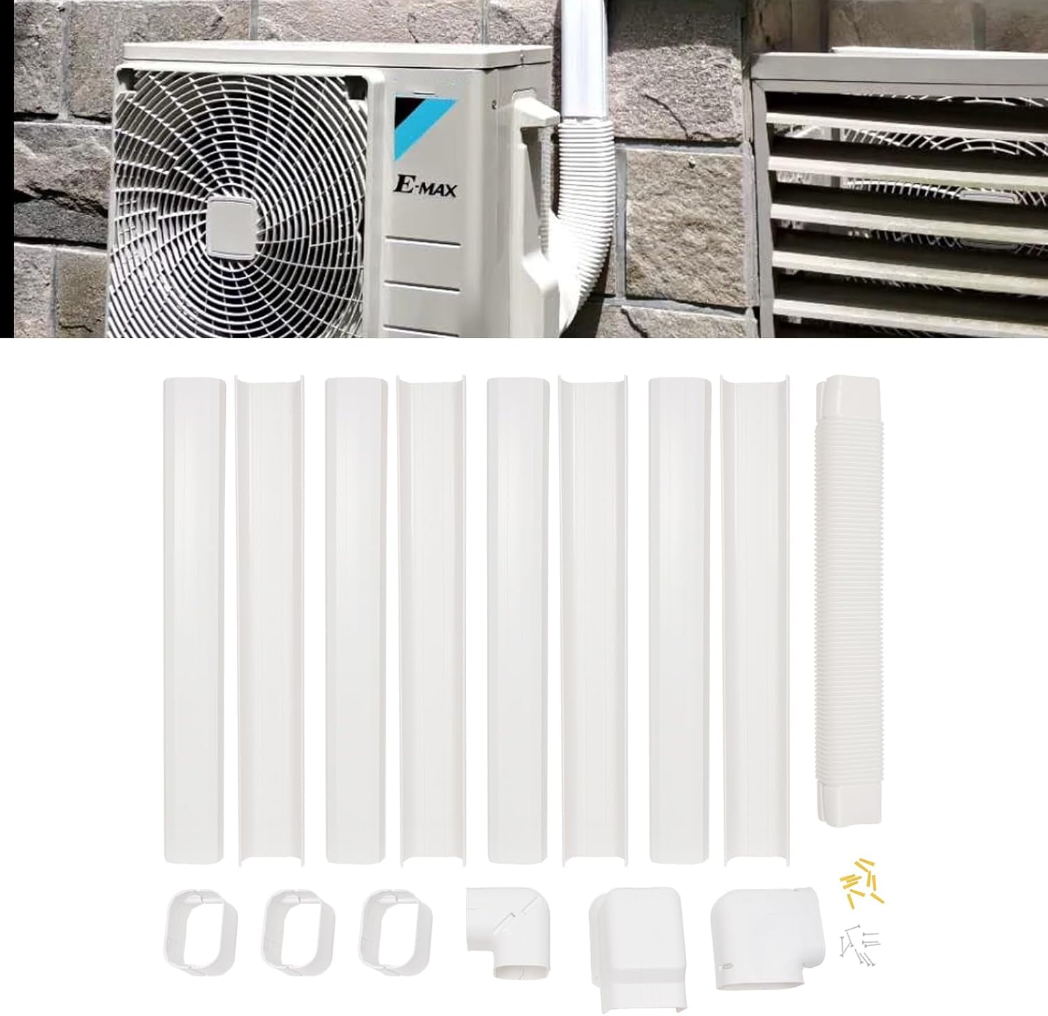 Mini Split Line Set Cover, 5" 17Ft Air Conditioner Decorative PVC Line ...