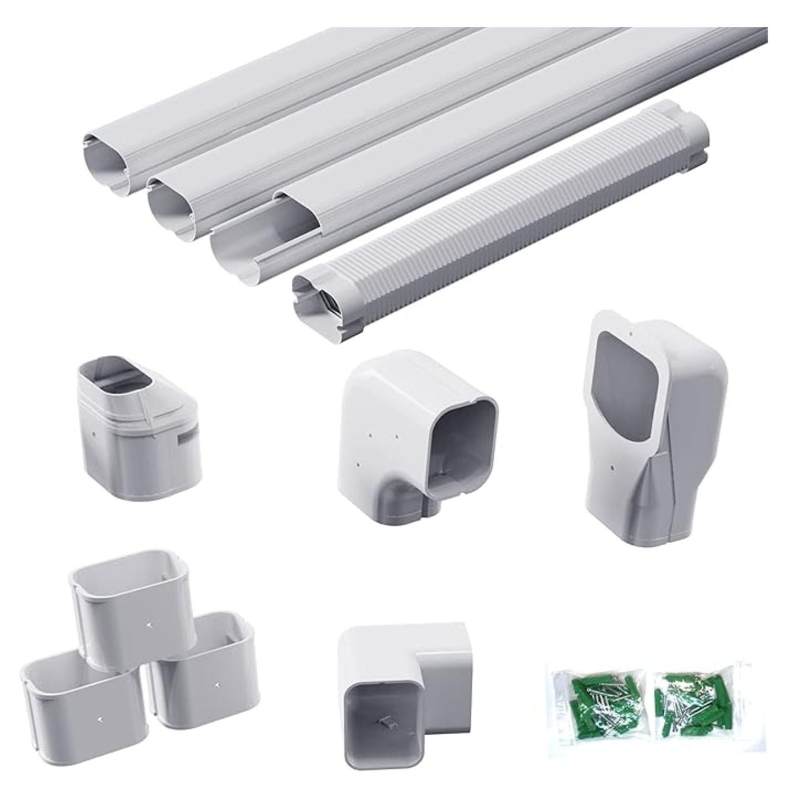Mini Split Line Set Cover Kit,3" Decorative White Professional Grade ...