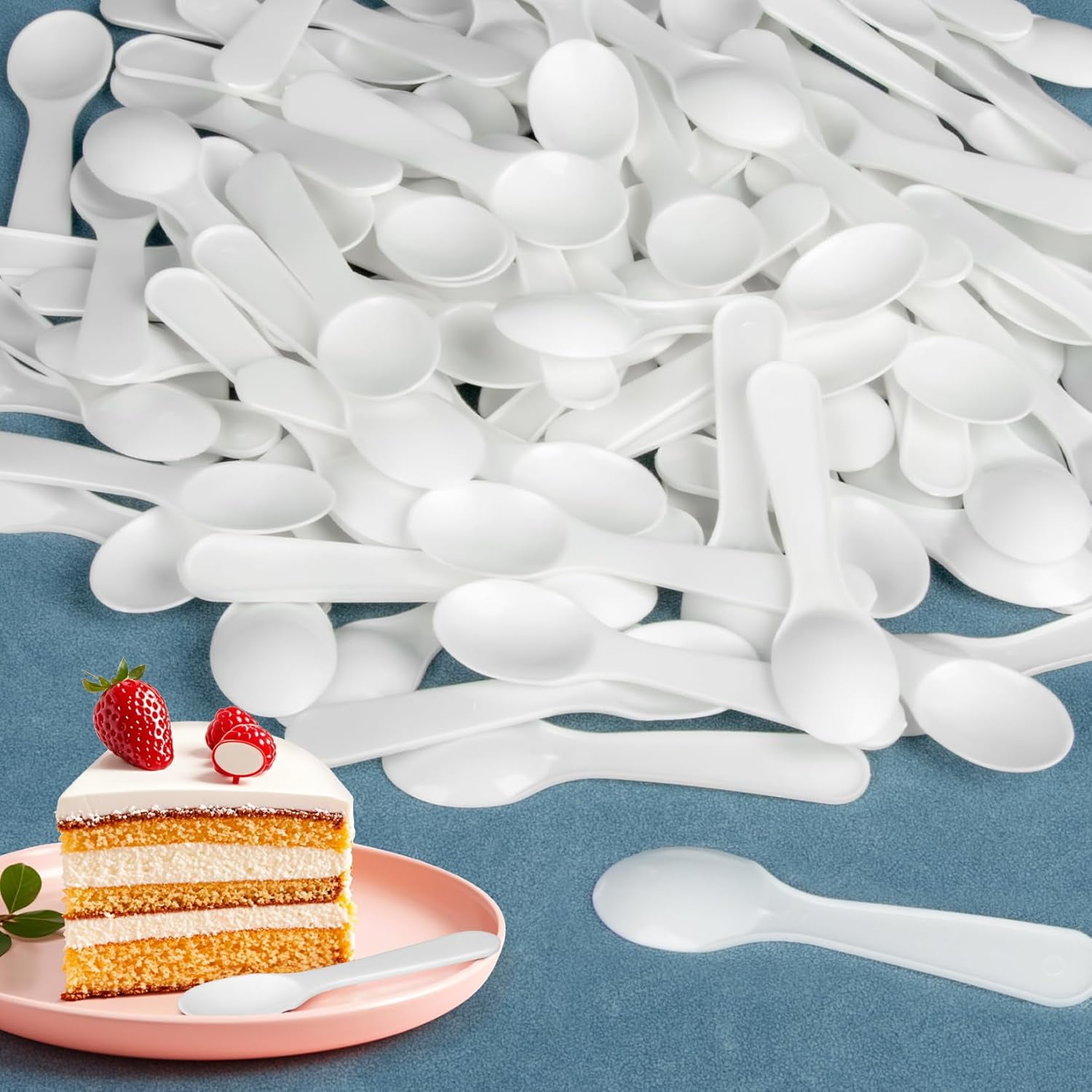 Mini Spoons - 100 Pcs Dessert Spoons Plastic Disposable Cutlery Small ...