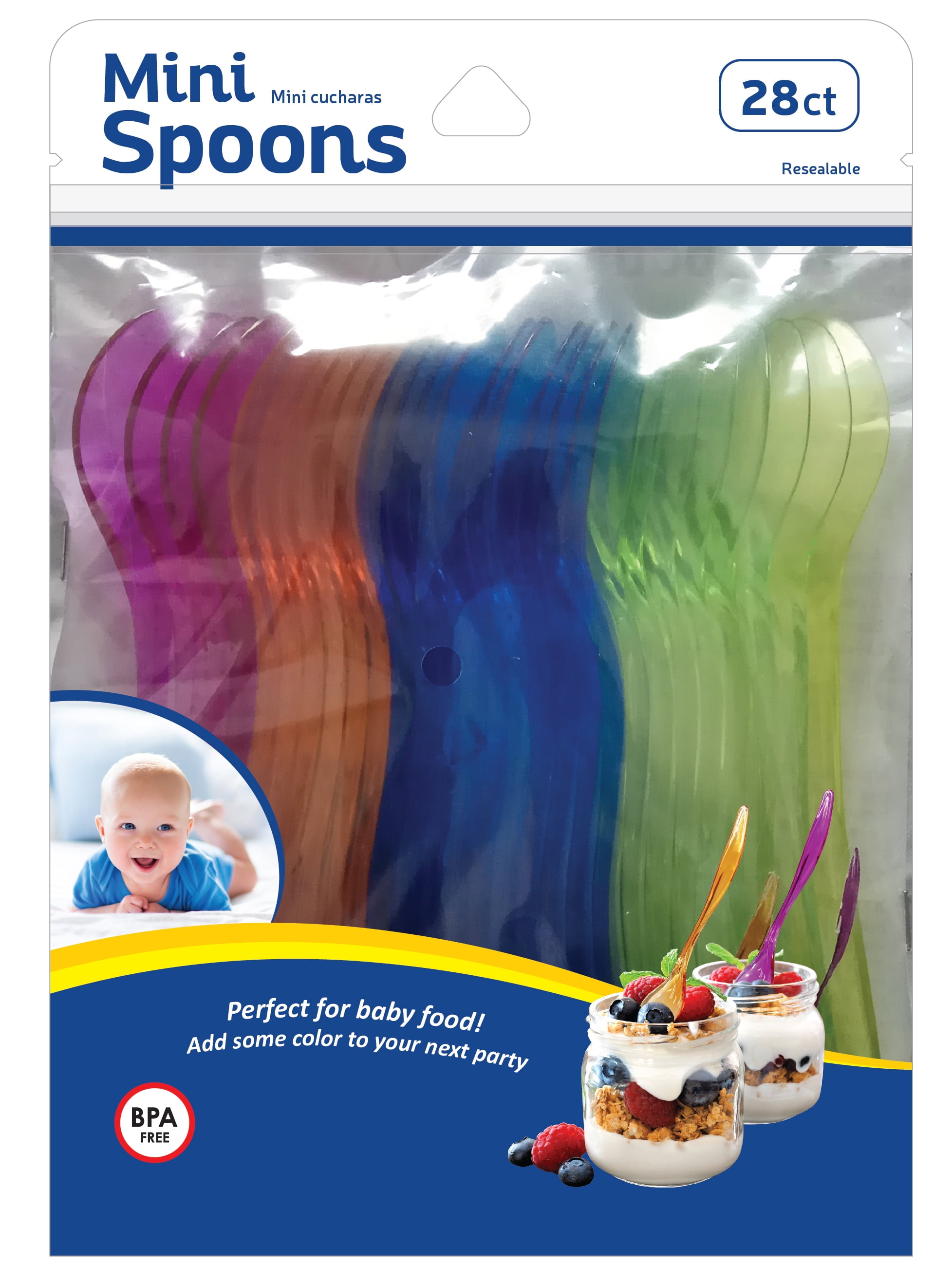 Mini Spoons Assorted Color 28 Count - Walmart.com