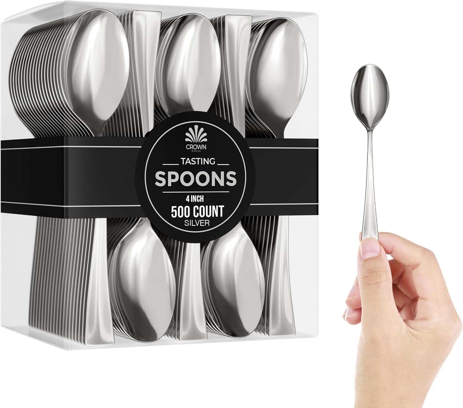 Mini Spoons For Desserts - Bulk Pack Of 500 Silver Dessert – Disposable ...
