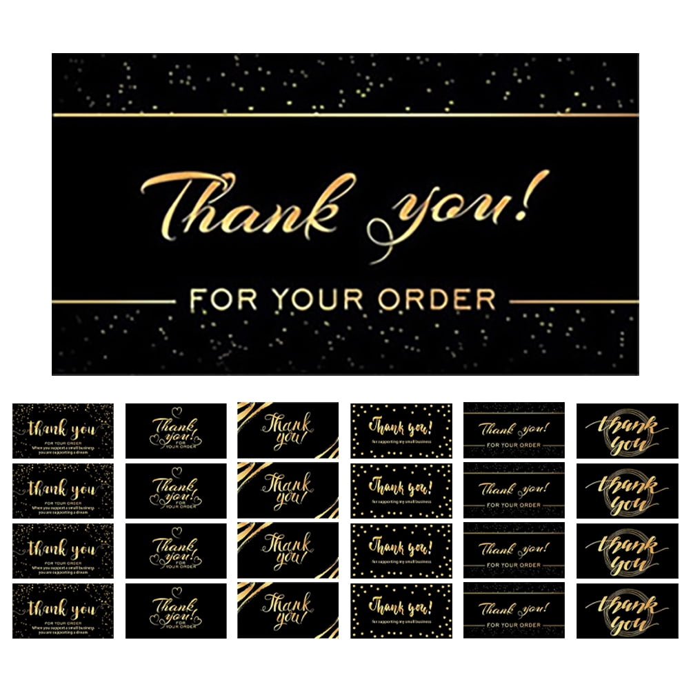 Mini Square Thank You Cards,300Pcs Black Thank You Cards for Business ...