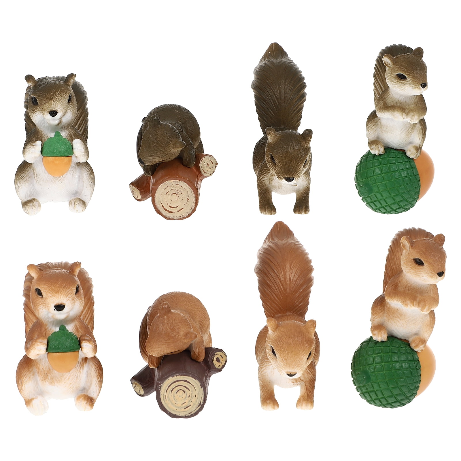 Mini Squirrel Figurines for Decor Made of Durable PVC Material 8pcs ...