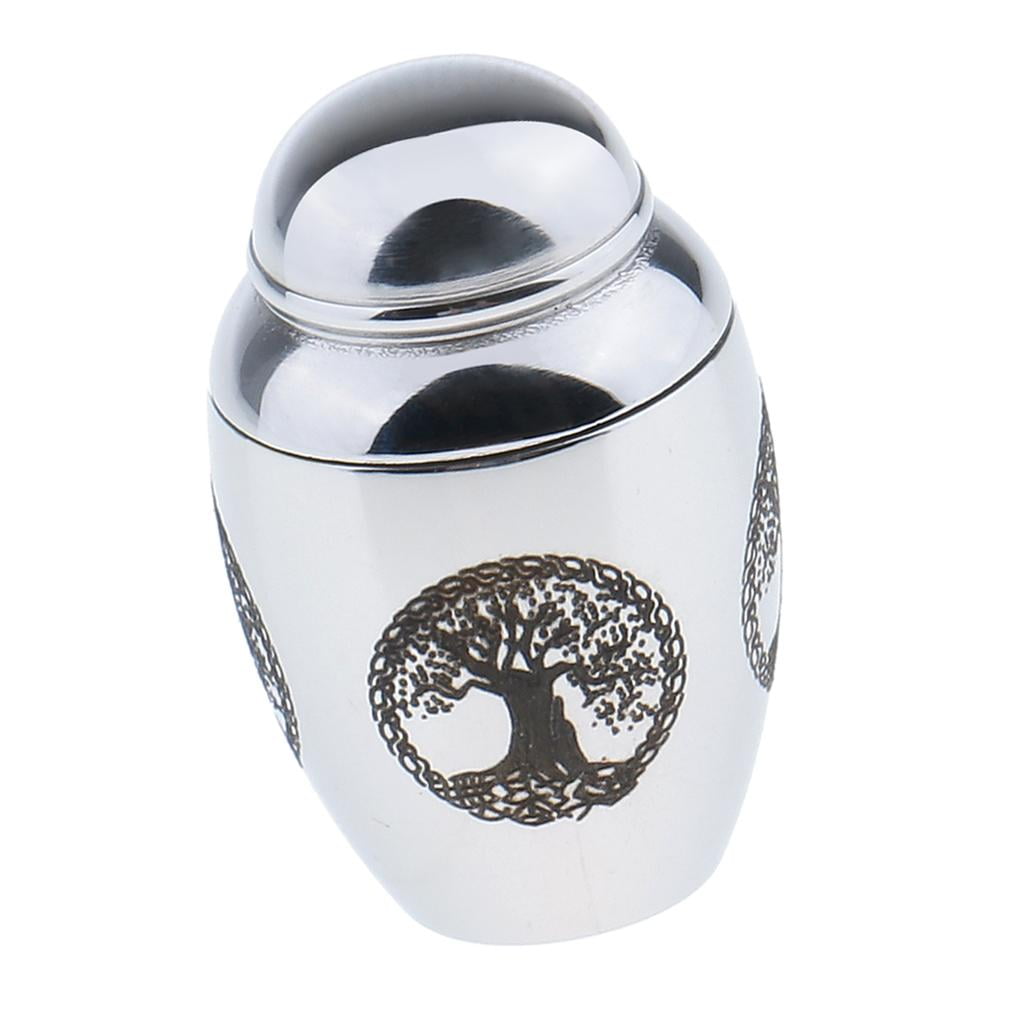 Mini Stainless Steel Funeral Cremation Urn Container Jar Tree Of Life ...