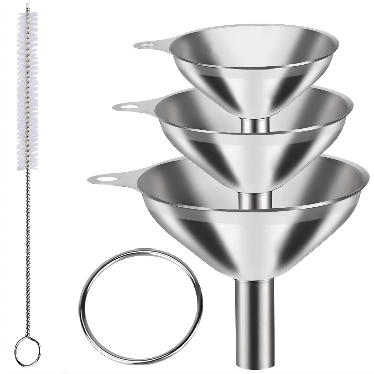 Mini Stainless Steel Funnels, Multi-use Small Kitchen Funnel Set of 3 ...