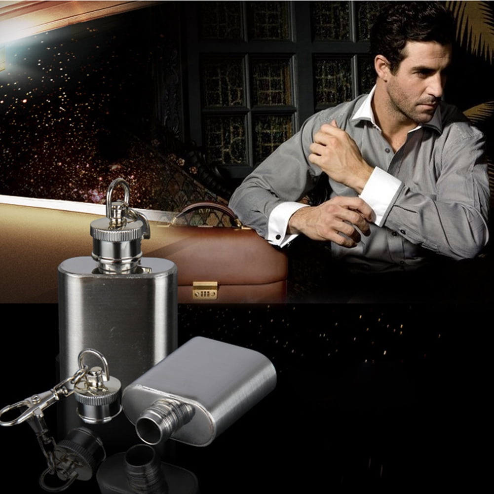 Mini Stainless Steel Hip Flask Alcohol Flagon with Keychain Portable ...