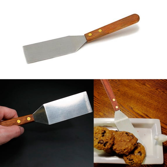 All Top Bargains Mini Stainless Steel Spatula with Wooden Handle, Small ...