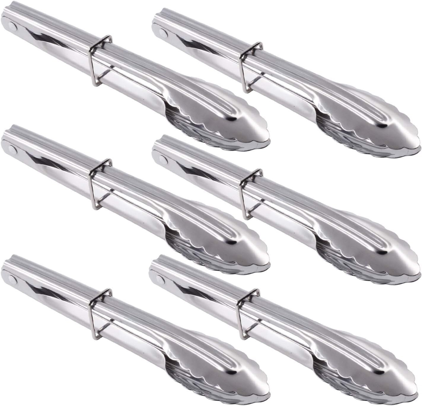Mini Stainless Tongs with Silding Rings 7-Inch - Set of 6 - Small Clam ...