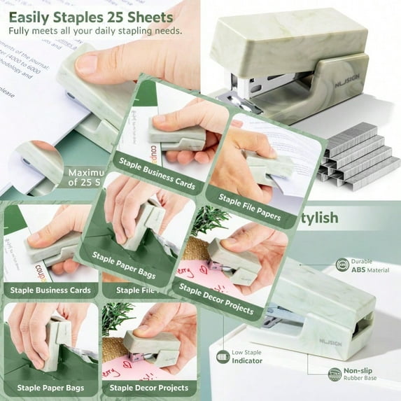 Mini Stapler with 830 Staples Small Cute Desk Staplers 25 Sheet ...