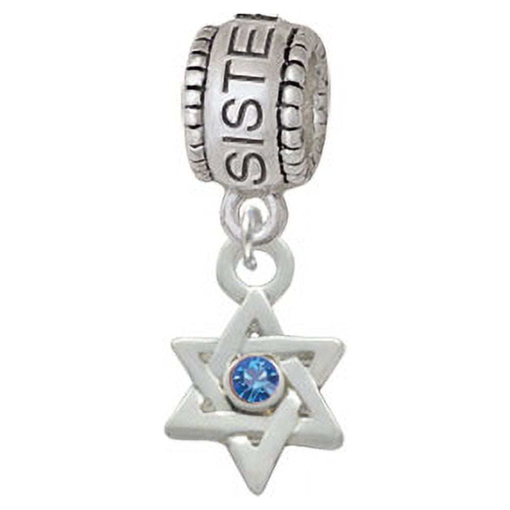 Mini Star of David with Blue Crystal - Sister Charm Bead - Walmart.com