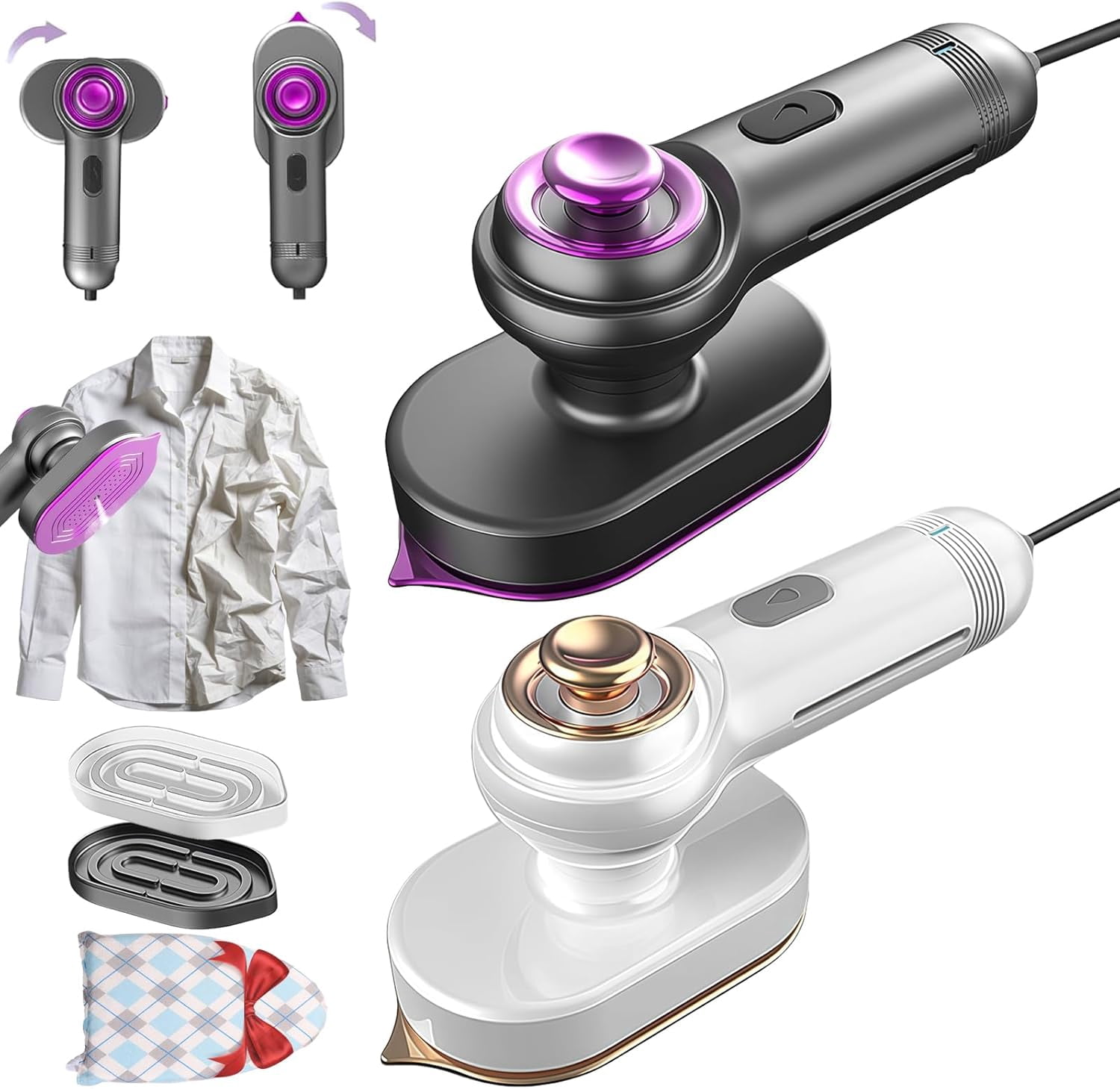Mini Steam Iron for Clothes, Portable Mini Ironing Machine, Rotary ...