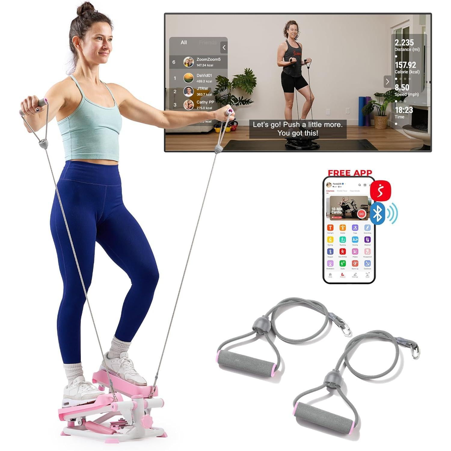 Mini Stepper for Exercise at Home, Stair Step Workout Machine with Resistance Band, Fullbody ...