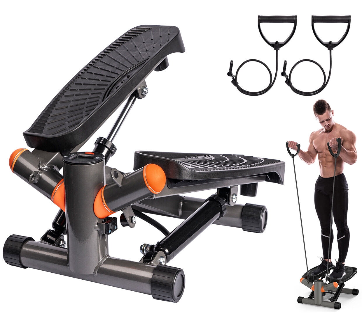 Mini Stepper Exercise Machine Stair Equipment with Resistance Bands LCD ...