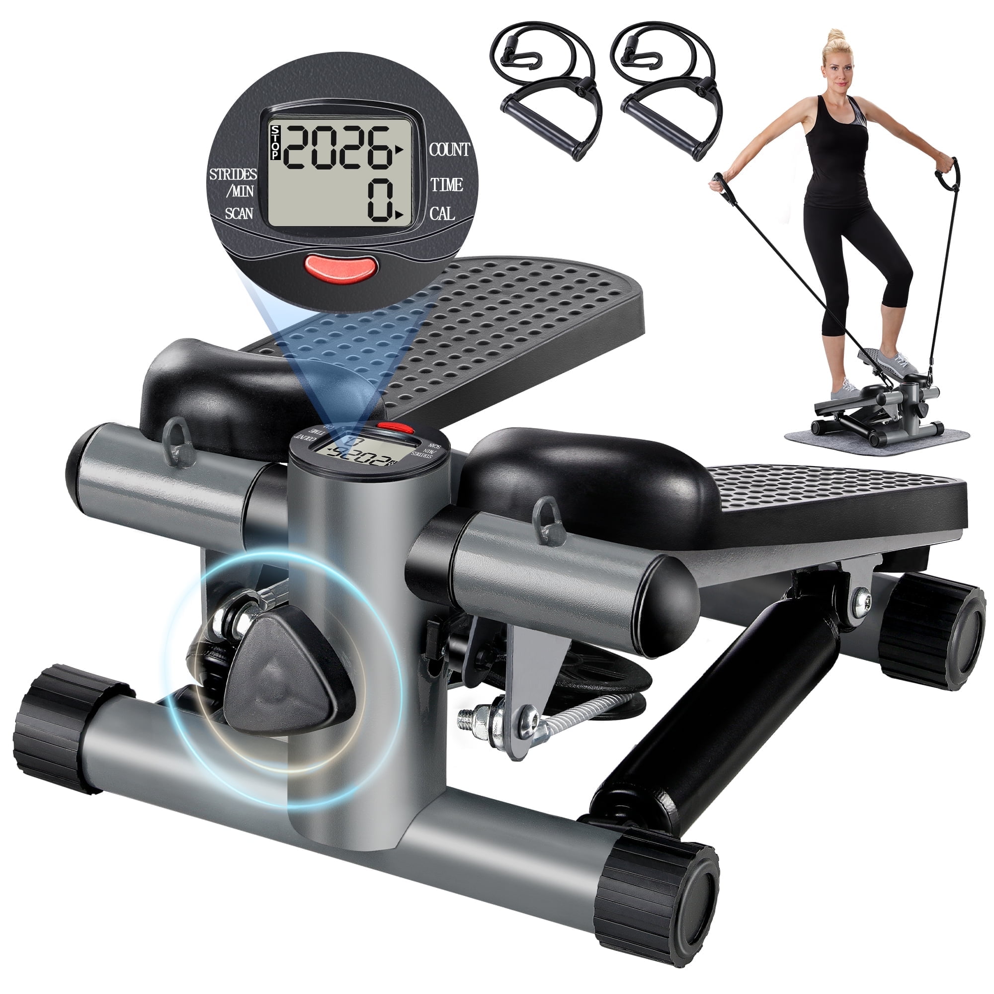 Mini Stepper, Stair Stepper with Resistance Bands, Portable Stepper for ...