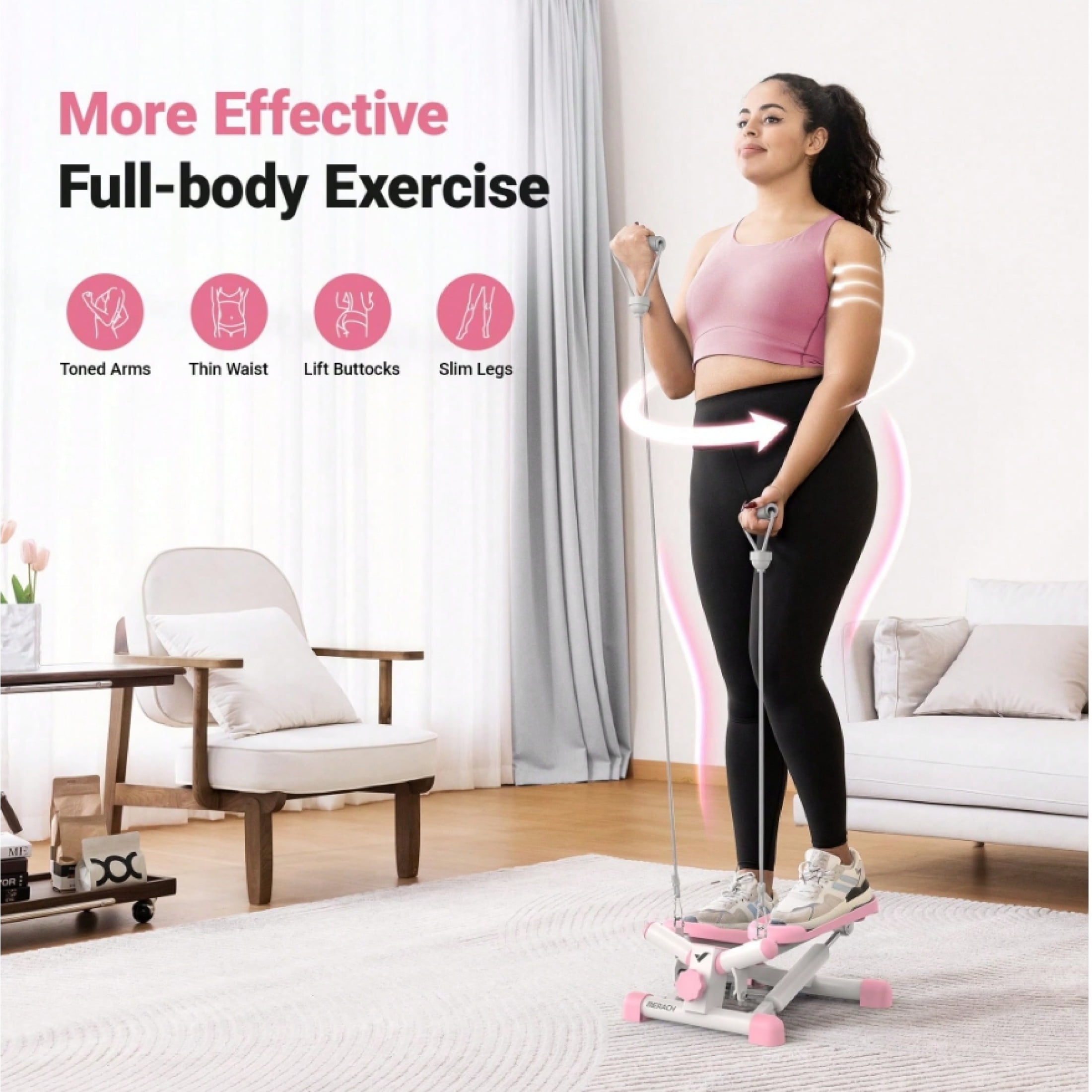 Mini Steppers For Exercise, Twist Stepper With Resistance Bands, 330LBS ...