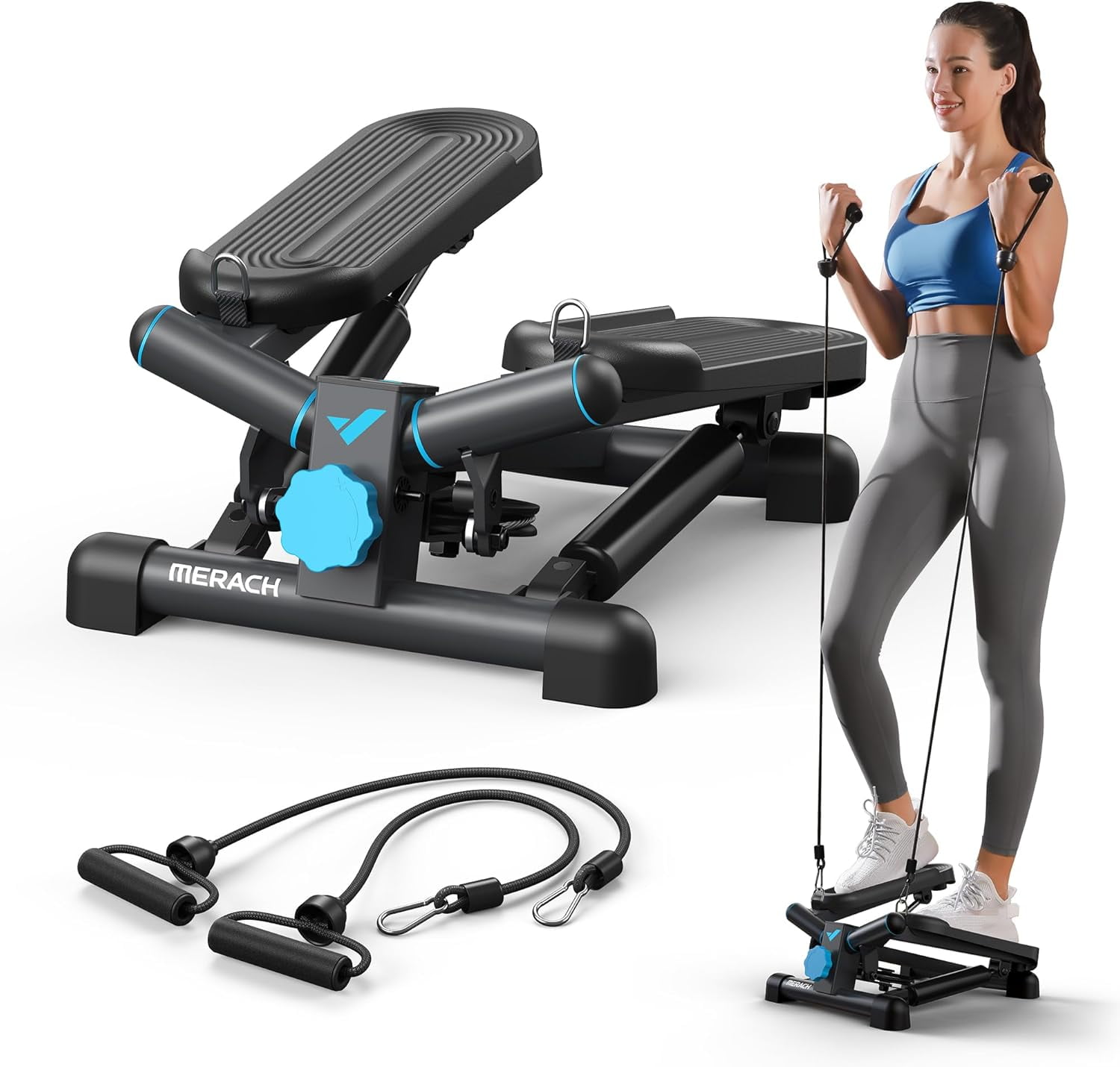 Mini Steppers for Exercise, Twist Stepper with Resistance Bands, 330LBS ...