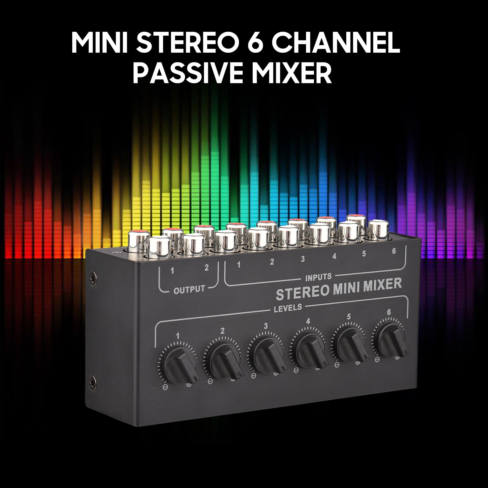 Mini Stereo 6 Channel Passive Mixer RCA Portable Audio In 2 Out ...