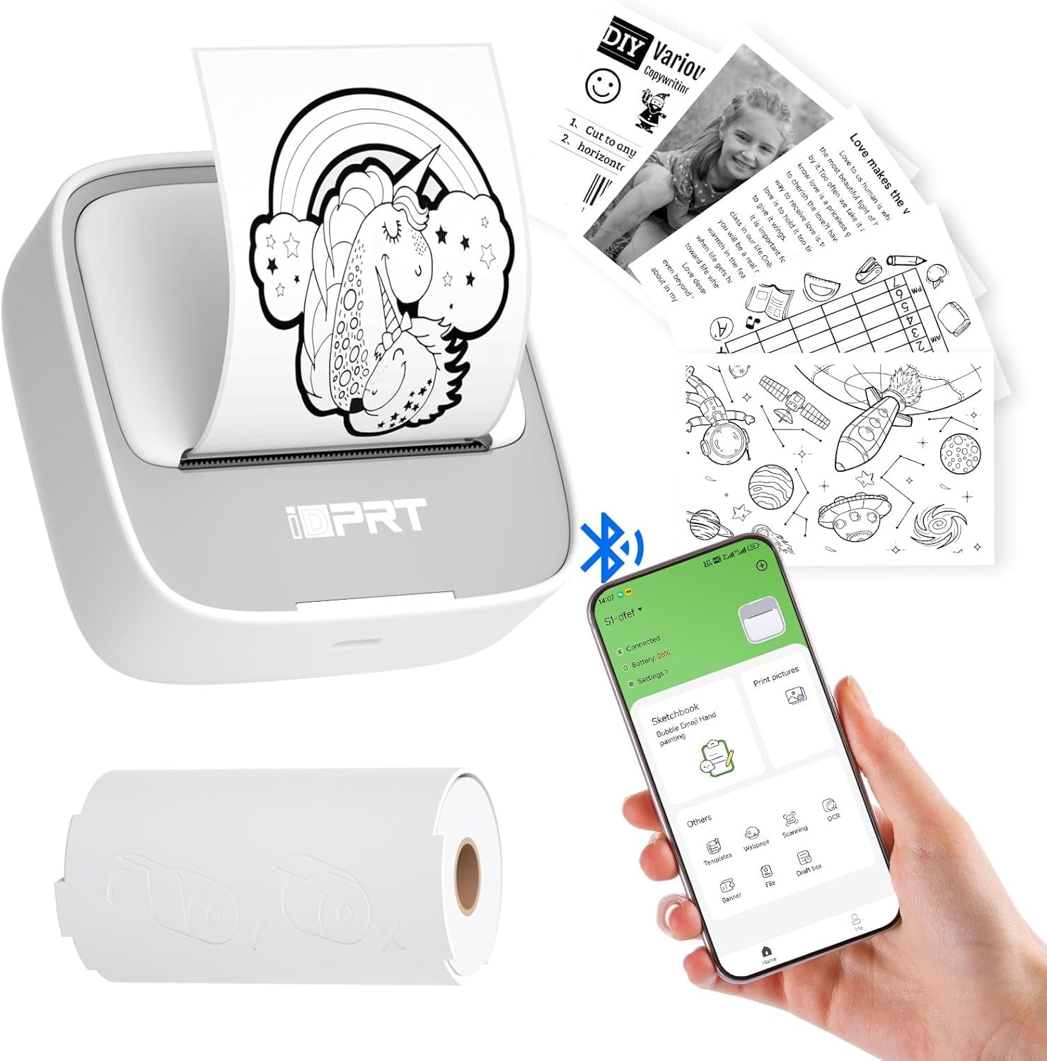 Mini Sticker Maker Portable Printer with 1 Roll Sticker Paper ...