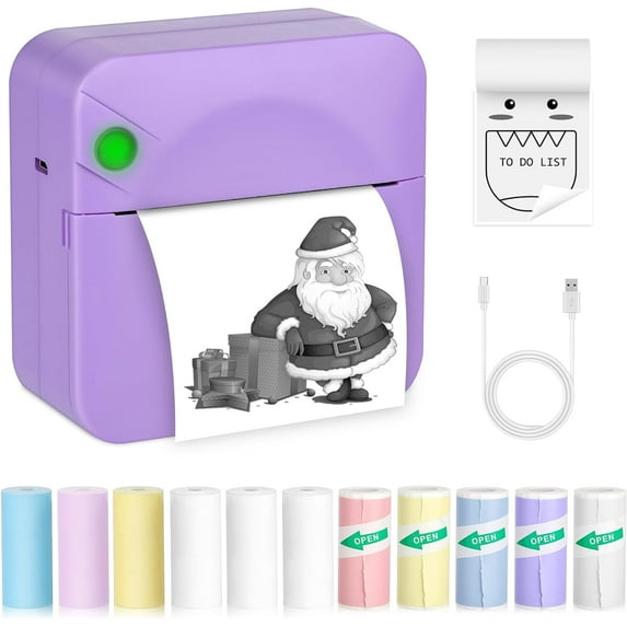 Mini Sticker Printer,Mini Pocket Thermal Printer with 11 Rolls Paper ...