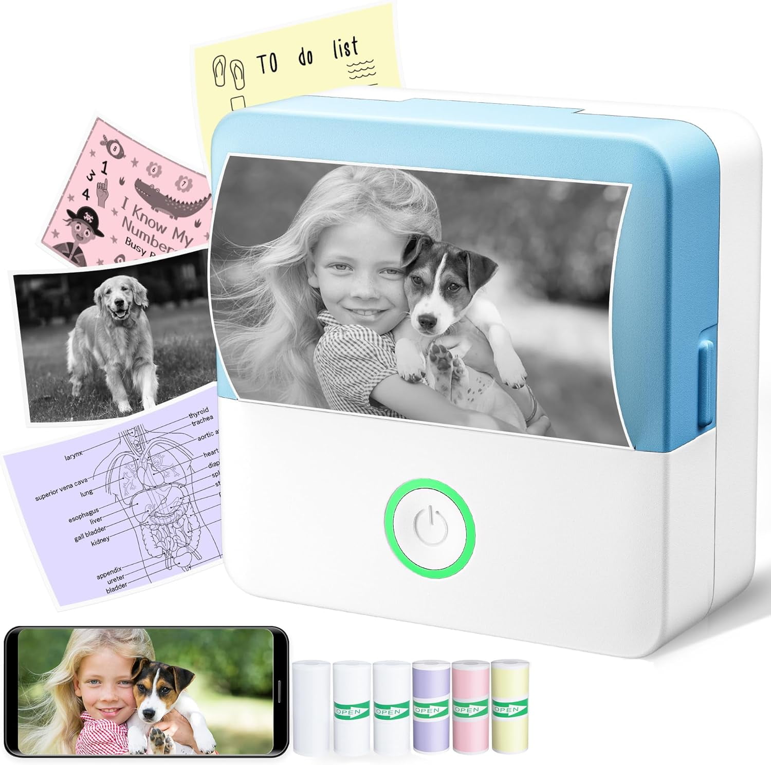 Mini Sticker Printer, Portable Thermal Inkless Maker Machine, Bluetooth ...