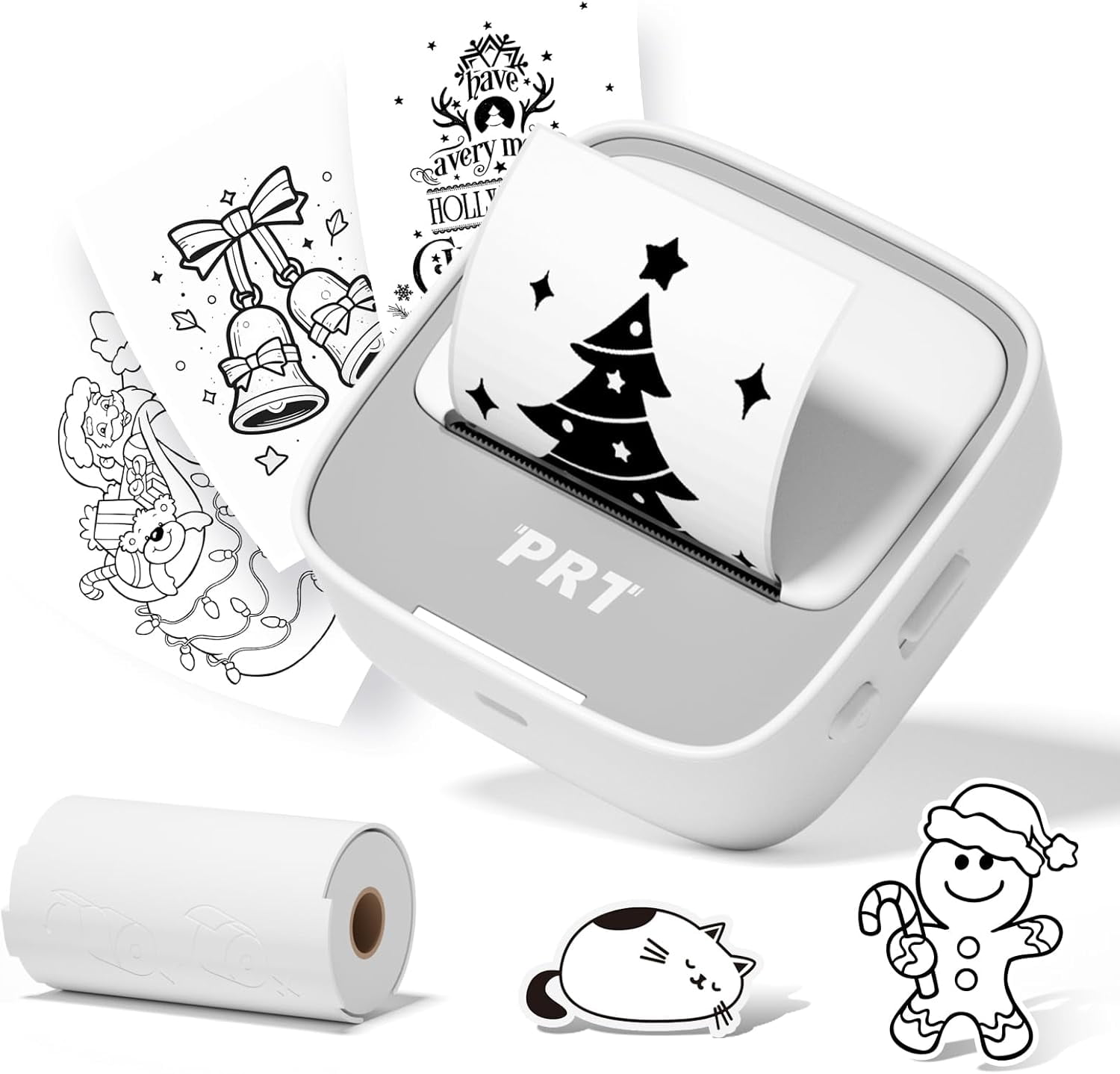 Mini Sticker Printer, Portable Thermal Printer with 1 Roll Sticker ...