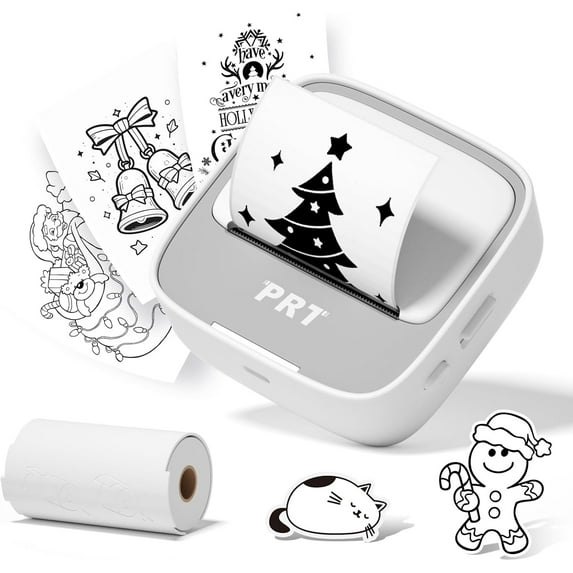 Mini Sticker Printer, Portable Thermal Printer with 1 Roll Sticker ...